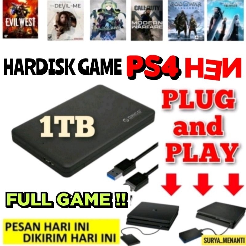 Hard DISK HDD GAME PS4 1TB EXTERNAL HARD DISK PS4 EXTERNAL GAMES FREE ...