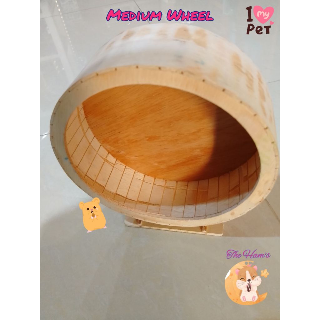 KAYU (The Ham's) 15cm Medium WHEEL Large Wooden WHEEL Toy Mini Hedgehog ...