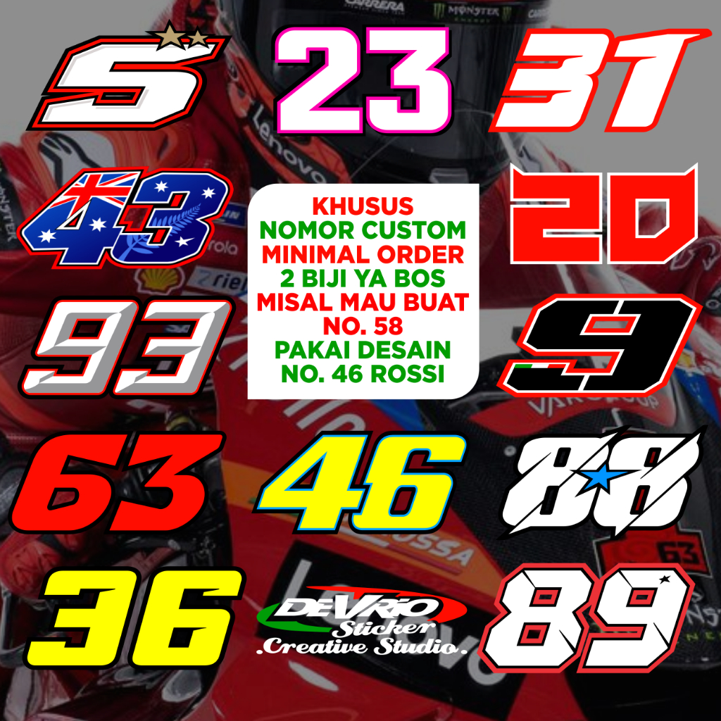 Motorcycle Sticker Moto GP Start Racing Number for Windshield (Cutting ...
