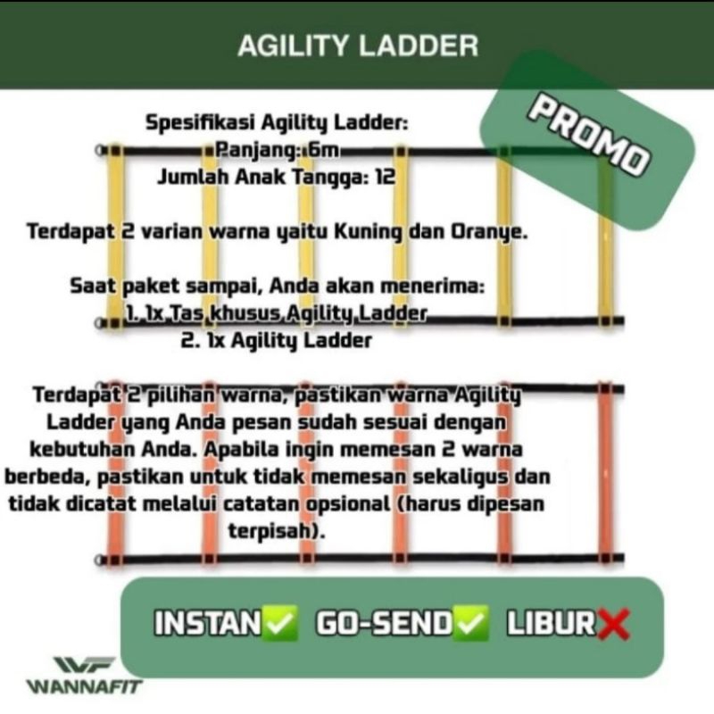 Agility Ladder WANNAFIT Speed Drills training Date Agility Tool 6m ...