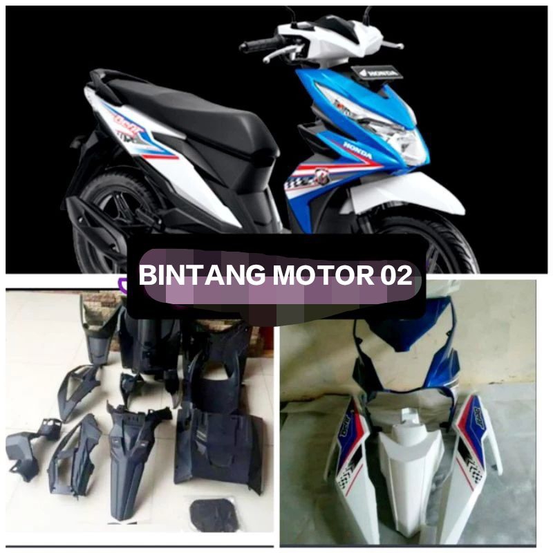PUTIH Full set of smooth, rough Honda beat esp blue and white body plus ...