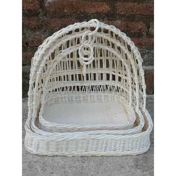 Get 3 PCS!!! Woven Rattan Parcel Basket with Swing Motif, Tray Box ...