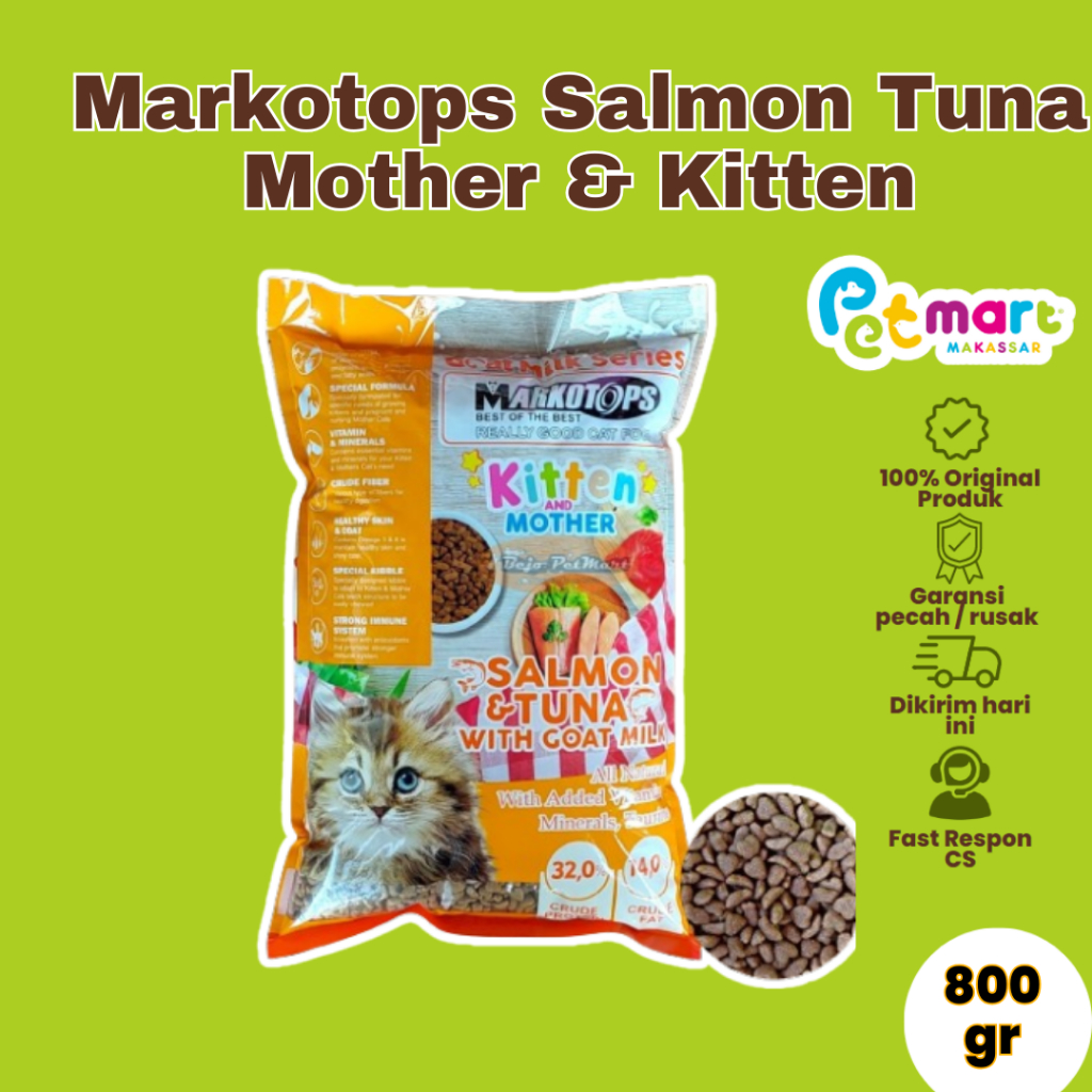 Markotops Salmon Tuna Mother & Kitten Dry Food 800 gr | Shopee Philippines