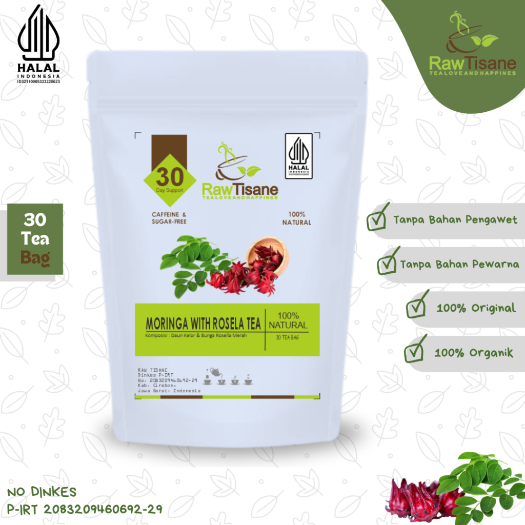 MERAH Raw TIANE Moringa With Rosella Tea: Moringa Leaf & Red Rosella ...