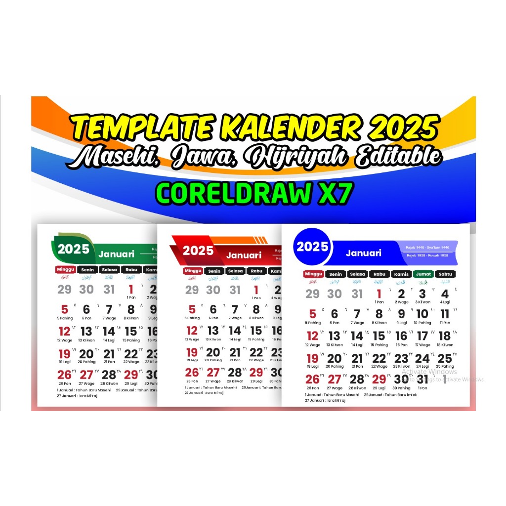 (Read Description) Editable 2025 Calendar Template format CDR format ...