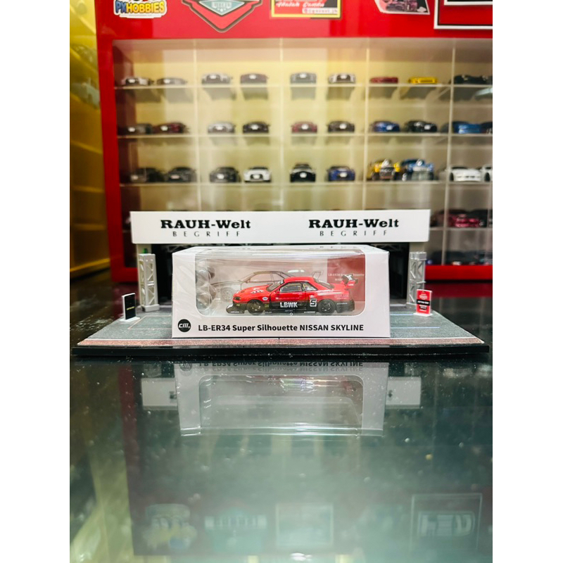 CM Model 1:64 LB ER34 Super Silhouette Nissan Skyline 5 Red w/ Carbon ...