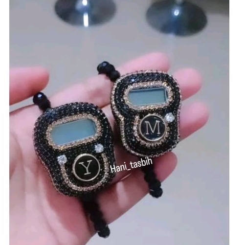 TOMBOL Hani digital tasbih swarovski letter button digital tasbih costume name | Shopee Philippines