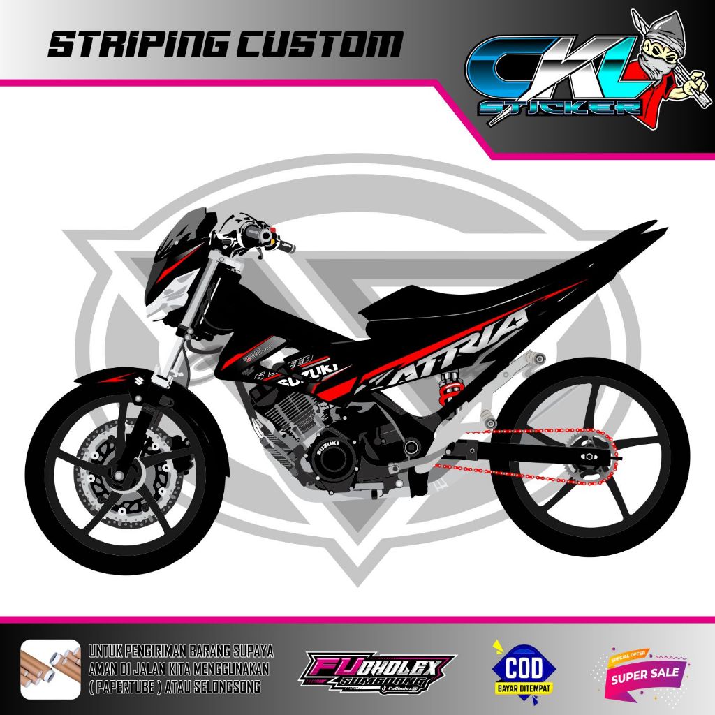 Striping Variations SUZUKI SATRIA F 150 Simple Stickter RACING CUSTOM ...