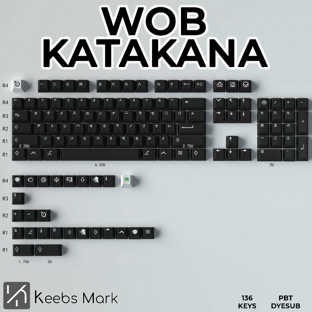Wob Katakana Keycaps PBT Dyesub Cherry Profile 136 Keys Mechanical ...