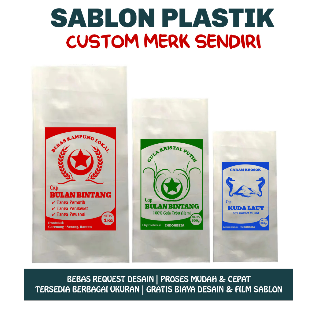 Plastic Screen Printing Packaging 250gr, 500gr, 1 Kg Tempeh Bread Sugar ...