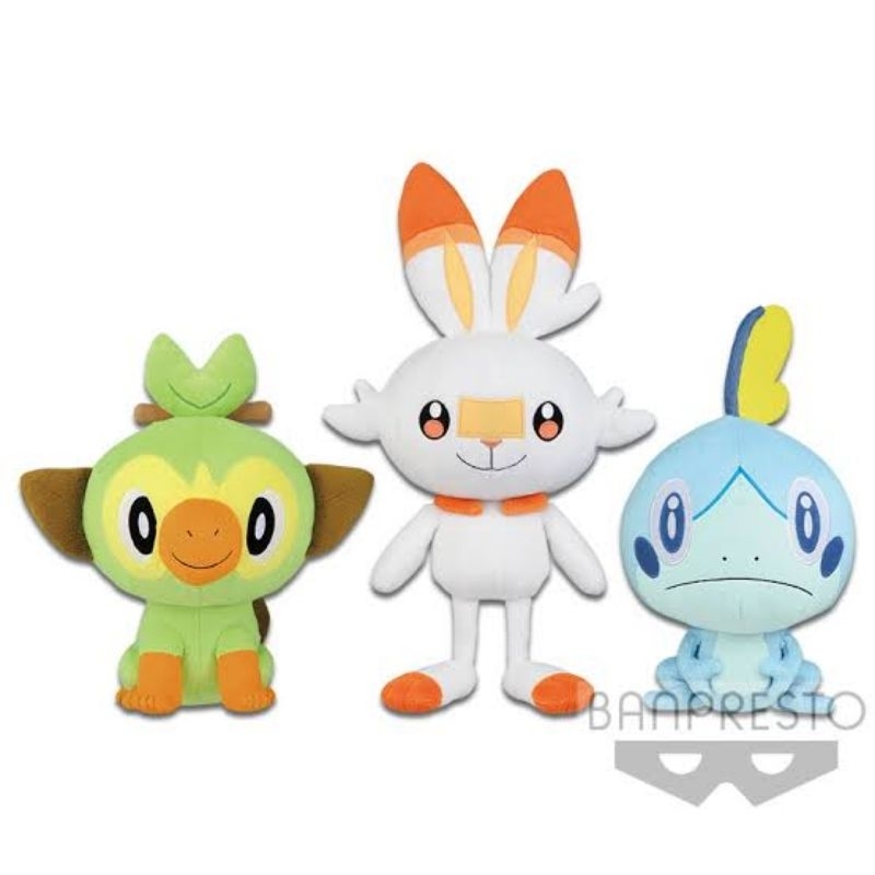 BANPRESTO Pokemon Grookey Scorbunny Sobble Starter Gen 8 Medium Doll ...