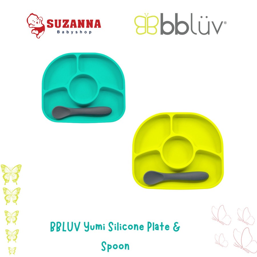 BBLUV Yumi Anti-Spill Silicone Plate & Spoon Set - Baby Feeding ...