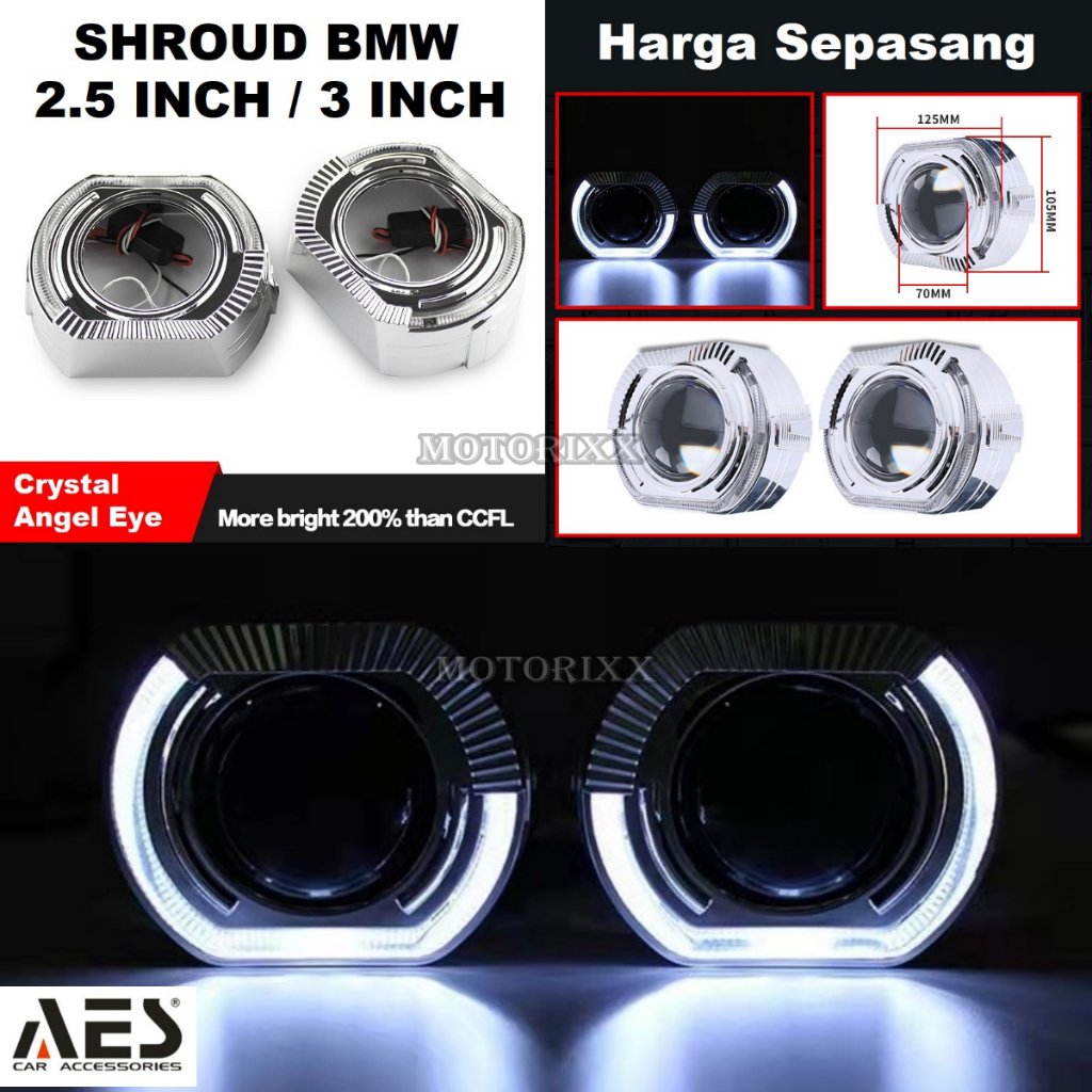 Original AES SHROUD BMW SPORT 3 INCHI ANGEL EYE CRYSTAL MODEL SPORT PNP ...