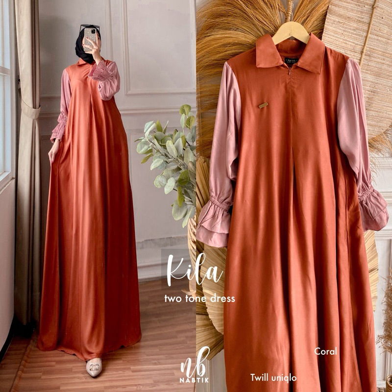 GAMIS KILA ANANTA JELITA DRESS PLAIN MOTIF FRONT BUTTONS BREASTFEEDING ...