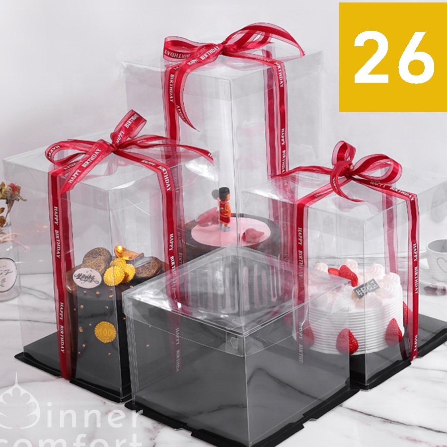 Heboh Cake Box Giftbox Square Transparent Mica Clear 26cm | Shopee ...