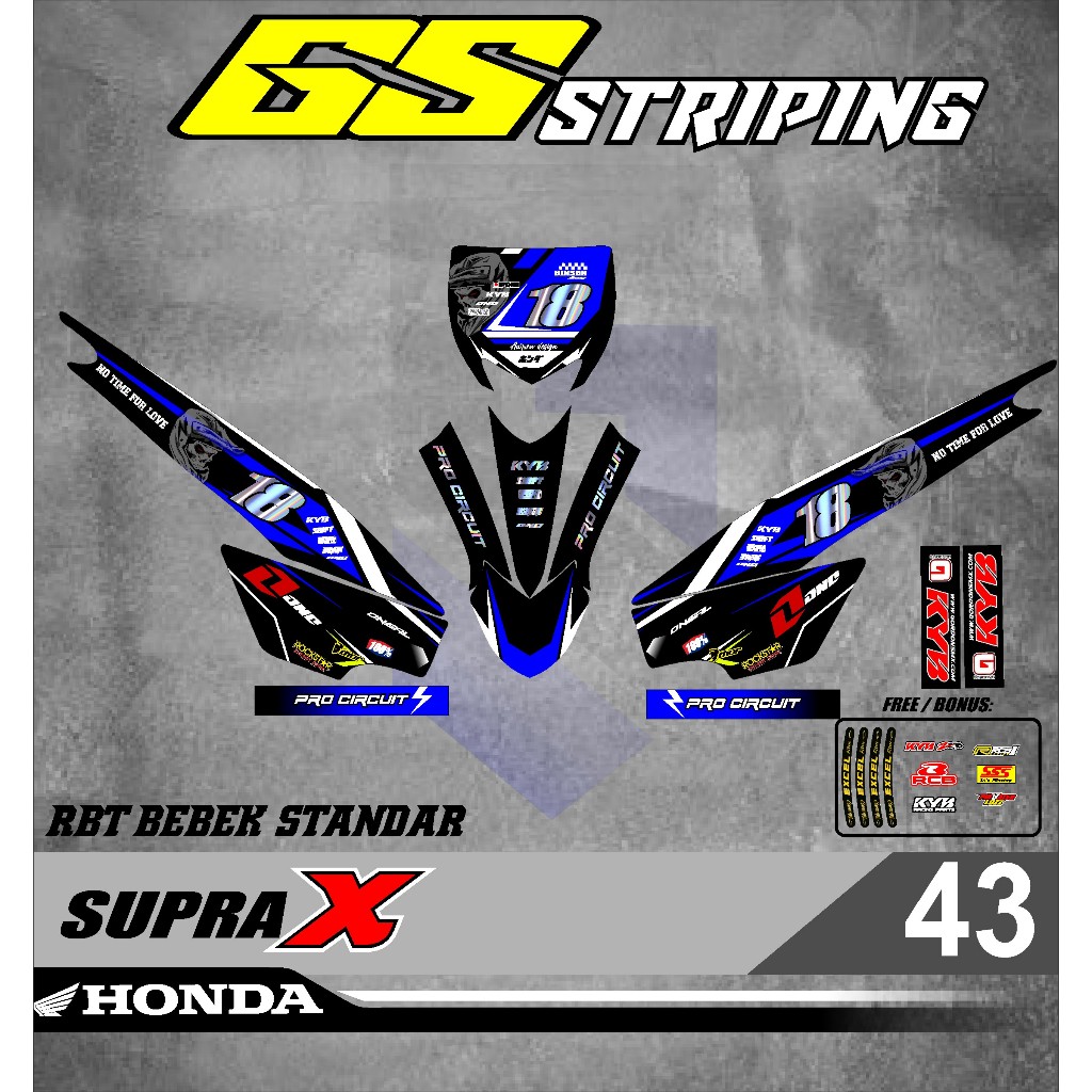 Sticker STRIPING MOTOR RBT SUPRA X RBT VEGA Duck MODIF SUPERMOTO RBT ...