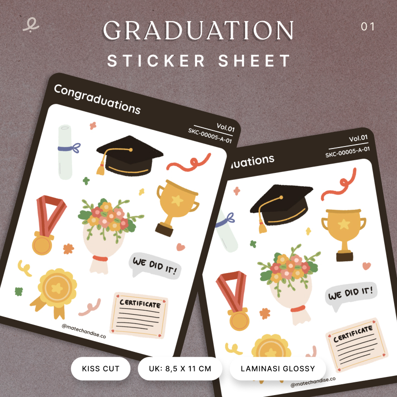 Graduation graduation sheet Sticker | Kiss cut | Bontax | Glossy ...