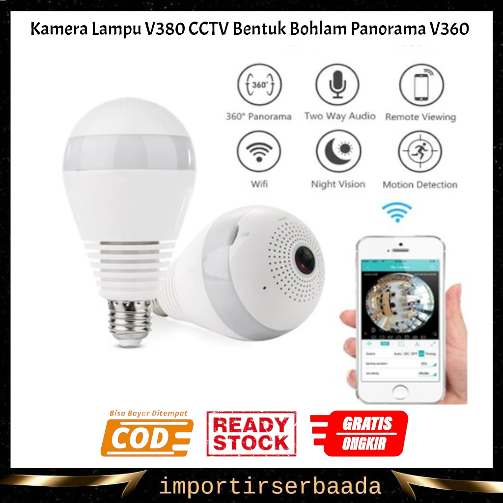 IMP- V380 CCTV Light Camera Bulb Shape Panorama V360 SPY Camera Hidden ...