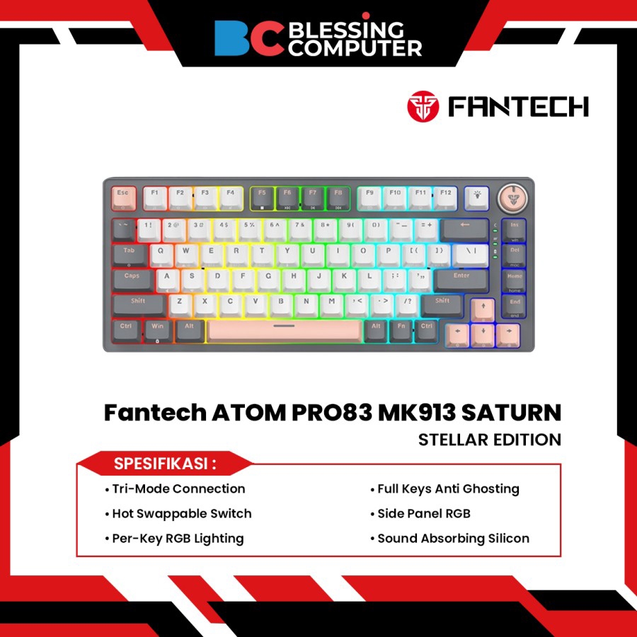 Fantech ATOM PRO83 MK913 SATURN STELLAR EDITION Keyboard - RED SWITCH ...