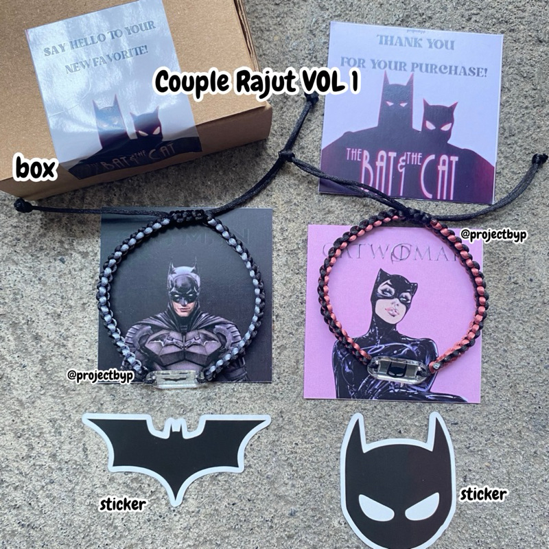 Batman Couple Bracelet & Macrame Knit Catwoman Free Box Sticker ...