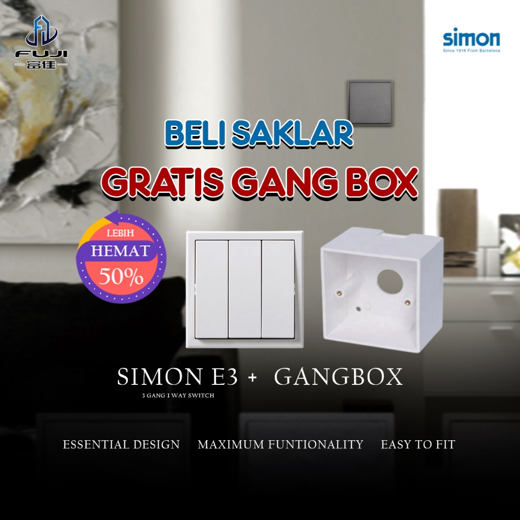 Simon E3 3 Gang 1 Way Switch Light Switch - Switch Free Gang Box ...