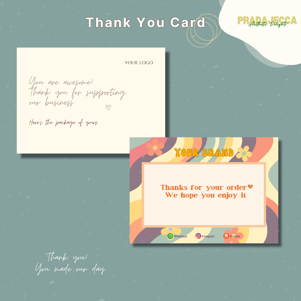 Thank You Card (Custom, Aesthetic, Template) - Greeting Card - Hampers ...