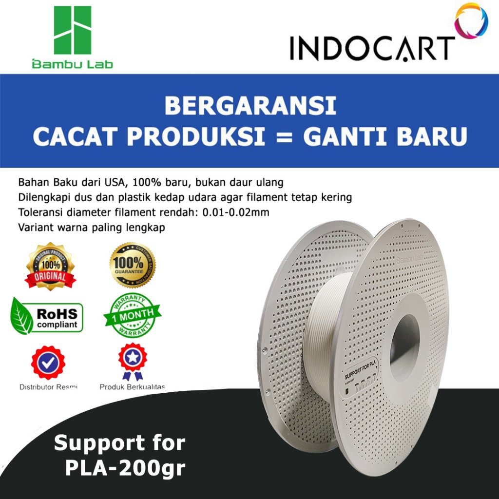 Indocart 3D printer FILAMENT BAMBULAB Support for PLA White Color 1 ...