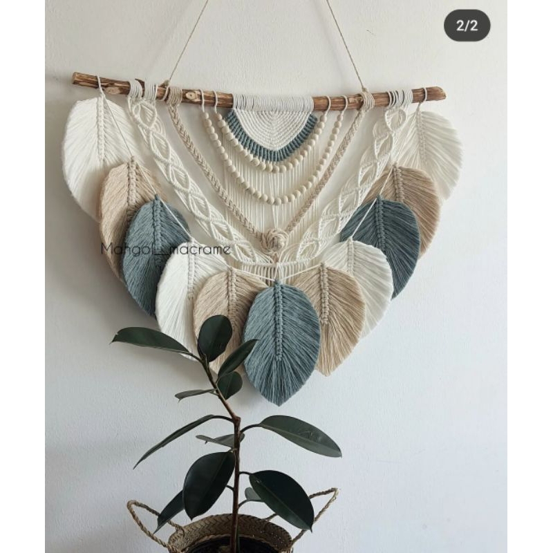 HIASAN DINDING Macrame SWAN Leaf Hanging Wall Hanging Wall Hanging ...