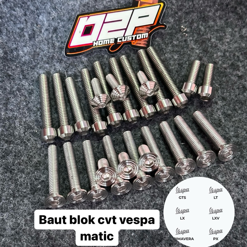 Vespa CVT bolts, Vespa spint CVT block bolts, primavera L stainless ...