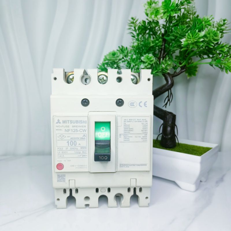 Mccb Breaker Mitsubishi NF125-CW 100Amper 3P | Shopee Philippines