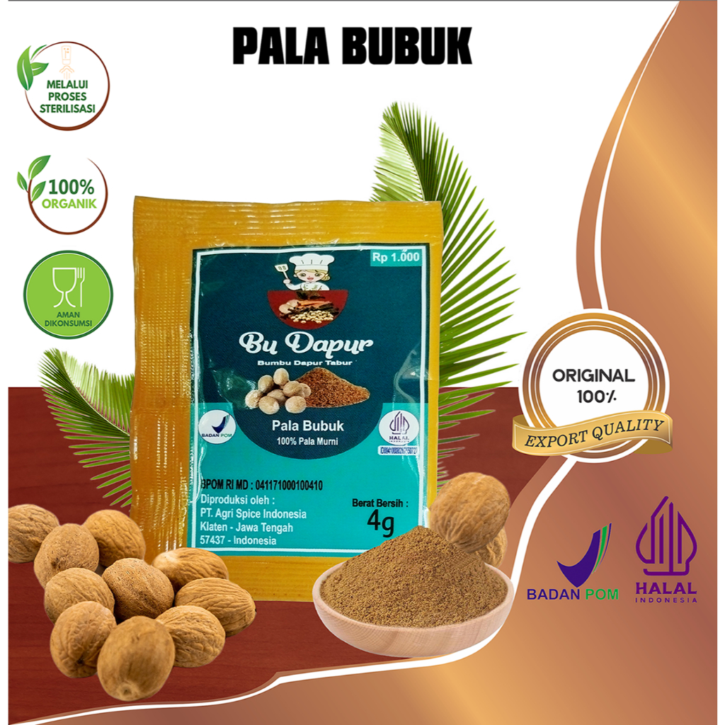 Bu Dapur Ground Nutmeg / Nutmeg Powder 10 sachets (@4gr x 10 sachets ...