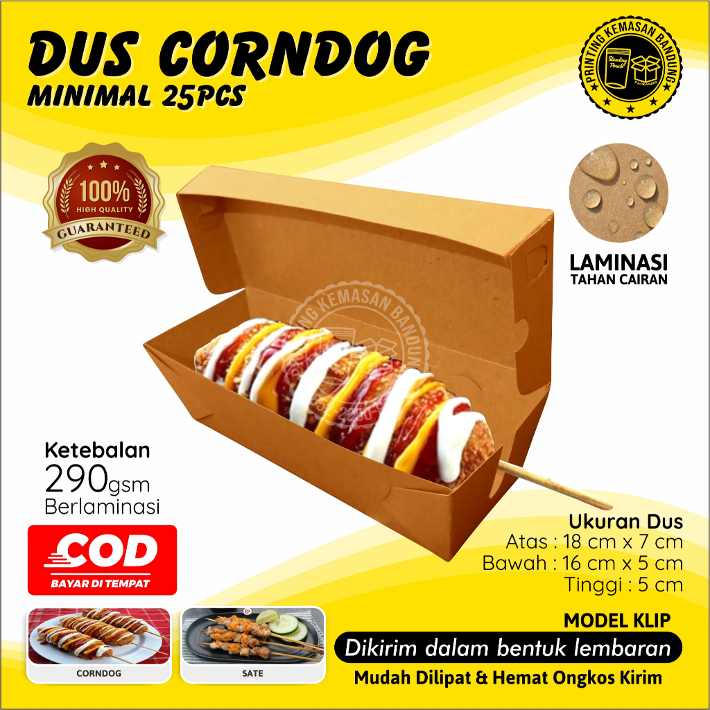 Corndog Box Corn Dog Grilled Sausage Kraft Paper 290gsm Taichan Satay ...