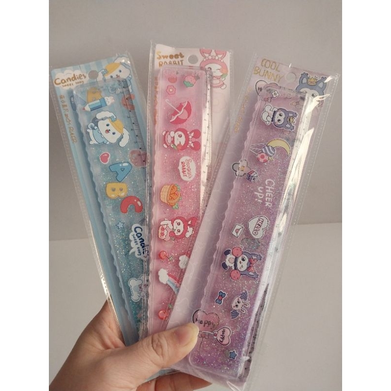 Glitter Water Ruler/Glitter Ruler/20Cm Ruler/Glitter Water Sanrio Ruler ...