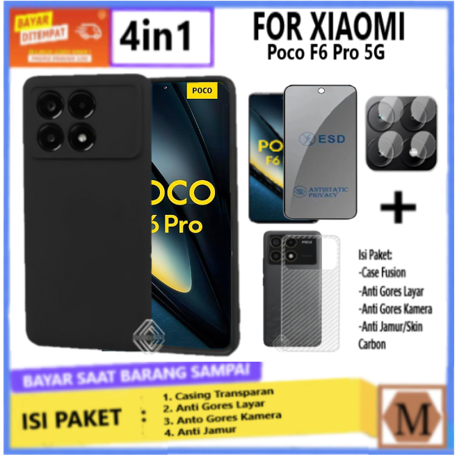 4in1 Case Package Slim Black Matte Xiaomi poco F6 Pro 5G Camera ...