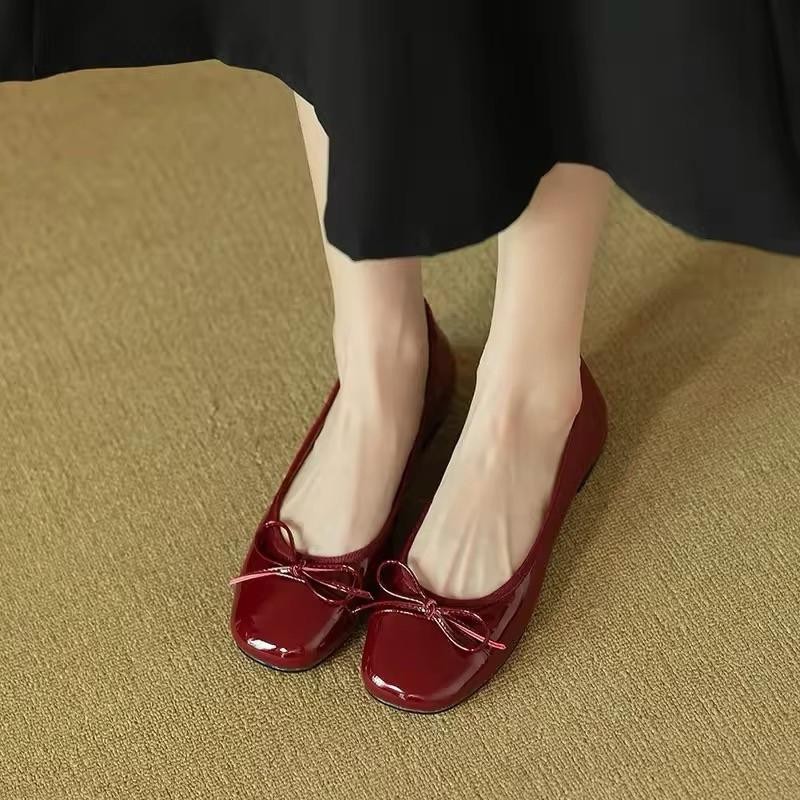 Adk shoes KIKA flat shoes red maroon flexible rubber base | Shopee ...