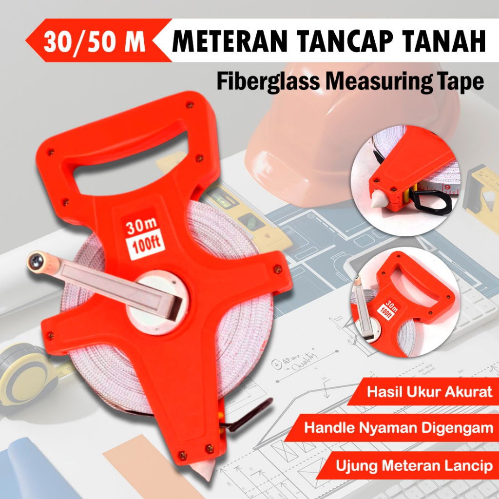 30m 50m Roll Meter – Fiberglass Measuring Tape Multipurpose Step Meter ...