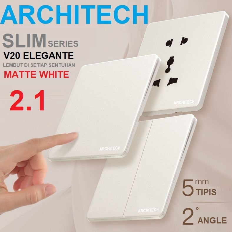 ARCHITECH SERIES ELEGANTE V20 Light Switch/ Switch WHITE ELEGANTE NEW 2.1 combined | Shopee ...