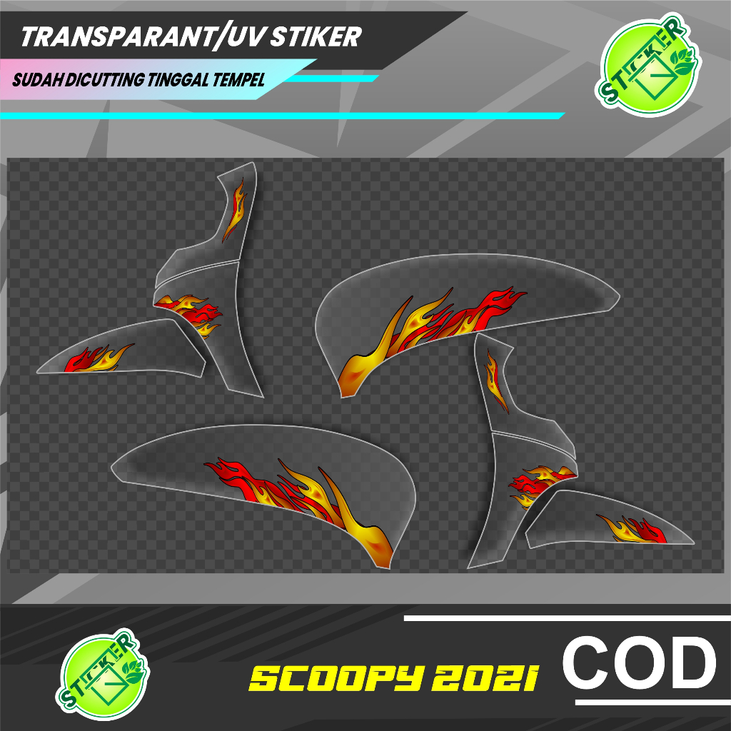 SIMPLE UV CLEAR TRANSPARENT STRIPING HONDA SCOOPY 2021 API LIVERY SS R ...