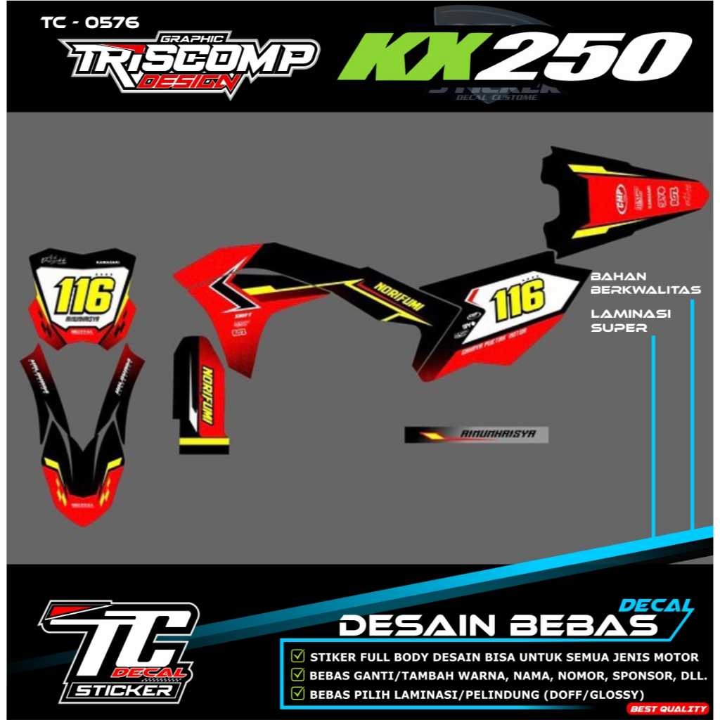 Can Request KX 250 / KX 250 F / KX 450 / KX 85 Fullbody Decal Simple ...