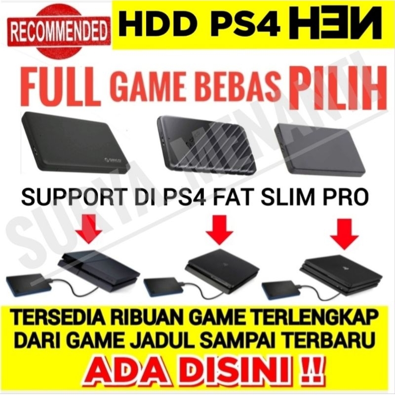 PS4 1TB EXTERNAL HARD DISK GAME HDD PNP EXTERNAL HARD DISK PLAYSTATION 4 + DLC GAMES bebas ...