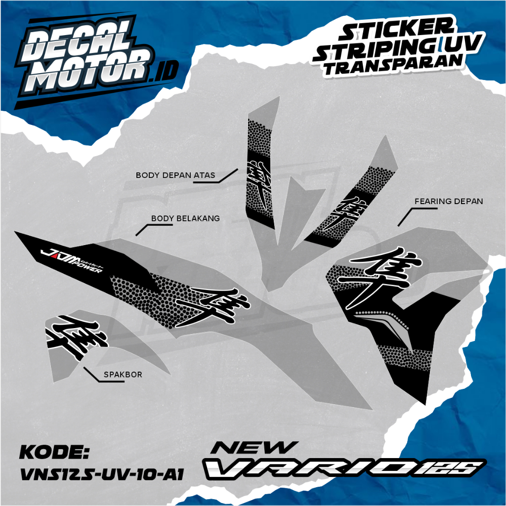 Vario NEW 125 CC GEN 2 Transparent STRIPING Sticker JDM HAYABUSA MOTIF ...