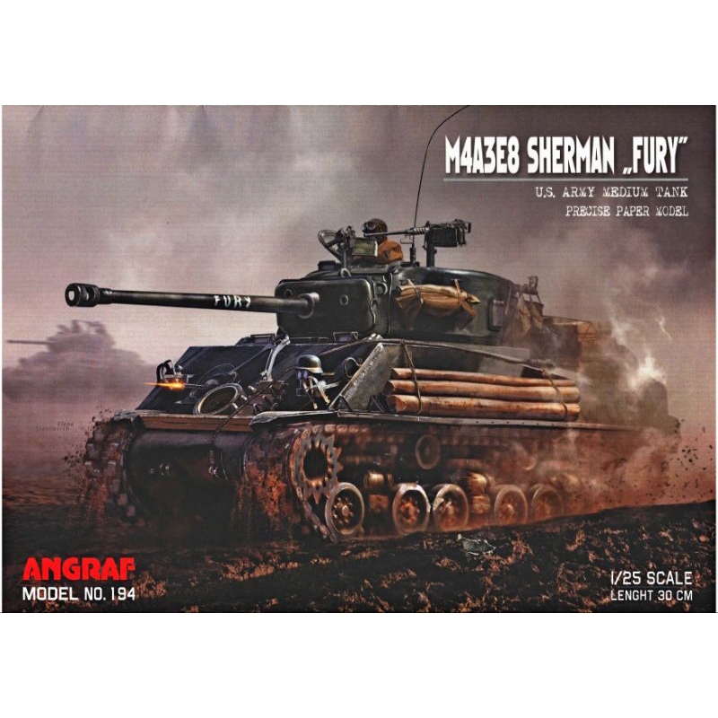 Super detail Sherman fury papercraft tank pattern sheet, 35 scale (2OP ...