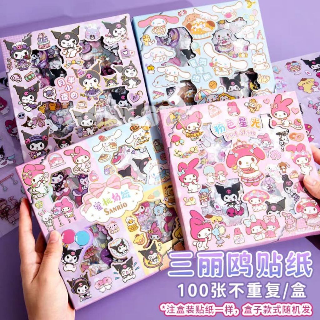 Sanrio Sticker Box Character Cartoon 2D Stickers Box contains 100 Pcs ...