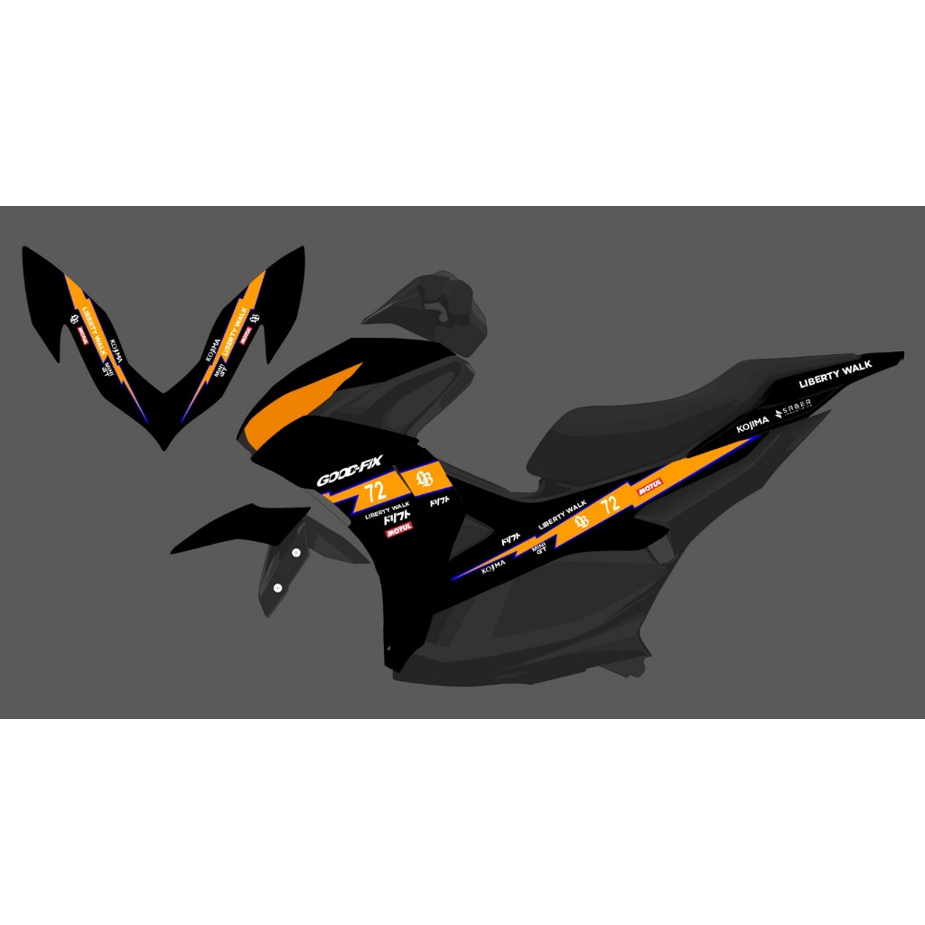STRIPING STICKER AEROX NEW 155 2021 - 2024 TRANSPARENT CLEAR POLE NVX ...