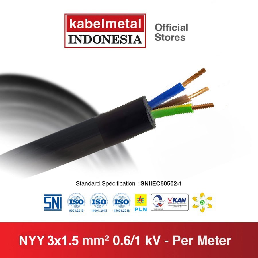 NYY Cable 3x1.5 mm Per Meter cablemetal INDONESIA - Tufur Outdoor ...