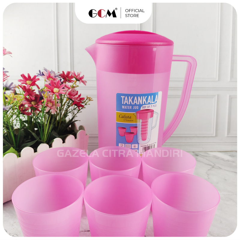 Teko Set Plastic 7 In 1 Free Glass 6pcs 2 Liter Drinking Water Jug Set ...
