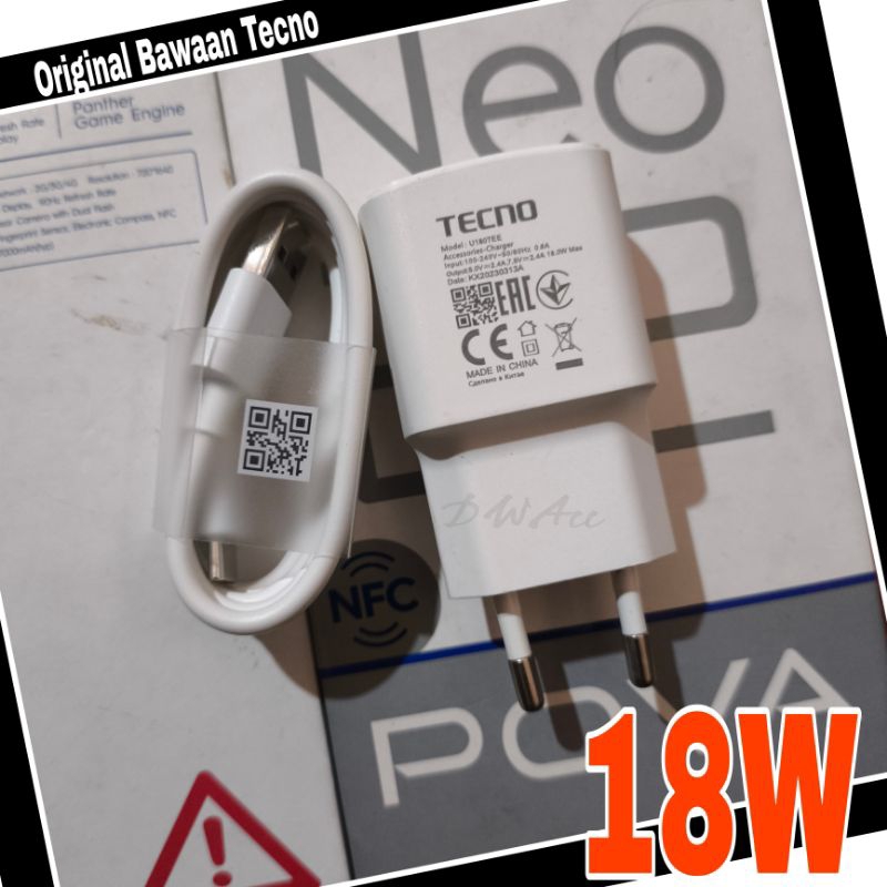 Original Tecno 18W Charger Pova Neo 2, Pova 4, Spark 20C. Original Tecno Built-in | Shopee ...