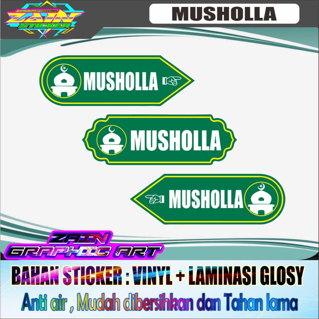 Musholla PETUNJUK VINYL STICKER, GLOSSY LAMINATED MUSHOLLA DIRECTION ...