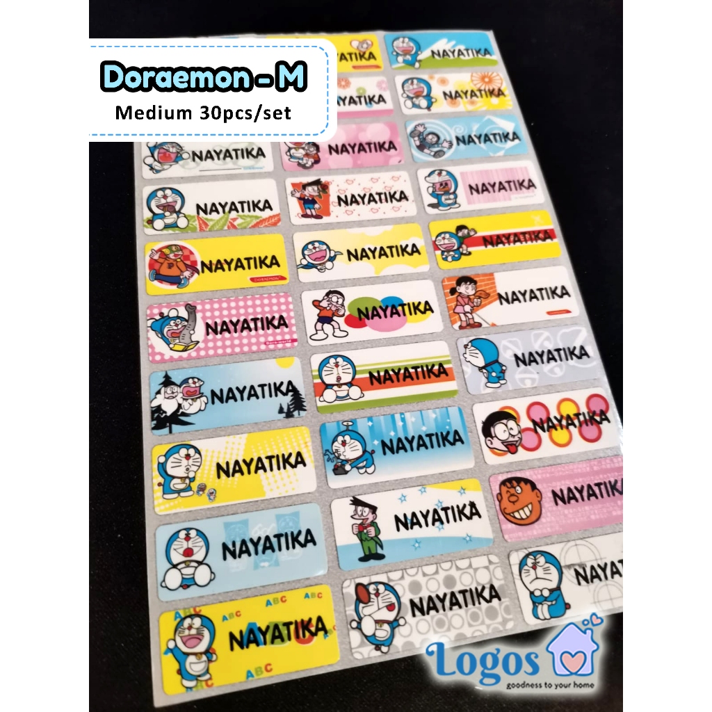 Doraemon Sticker MEDIUM Name Label. Nobita, Shizuka, Suneo, Giant, Cute ...