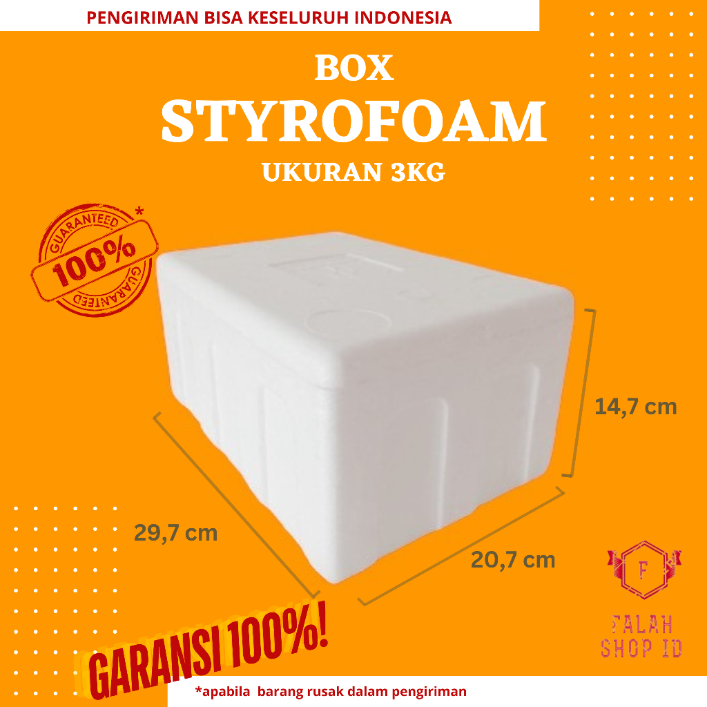 STYROFOAM BOX 3 KG Size 29.7 X 20.7 X 147 CM / COOLER BOX / FISH BOX / STY BOX / Ice Cube Box ...